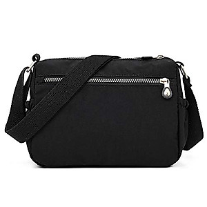 PATOPO Women Nylon Shoulder Bag Waterproof Canvas Bag Vintage Crossbody Bags Shopping Handbags Fashion Ladies Messenger Bag Black