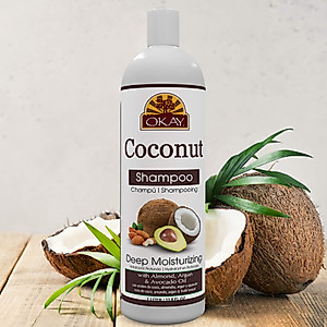 OKAY Coconut Deep Moisturizing Shampoo Helps Replenish Moisture And Elasticity For Healthy Strong Hair Sulfate,Silicone,Paraben Free For All Hair Types and Textures Made in USA 12oz