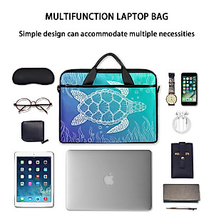 Sea Turtle Vintage Laptop Computer Bag Waterproof Shoulder Messenger Bag 13-15 inch Durable Laptop Tote Bag with Shoulder Strap Handle Lightweight Crossbody Briefcase
