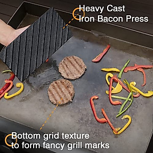 SHINESTAR Cast Iron Griddle Press with 12-Inch Melting Dome for Blackstone, Perfect for Bacon, Burger, Panini