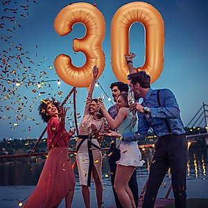 WEIKA 40 Inch Orange Foil Mylar 30 Number Balloon | 30th Birthday Decorations for Girls And Boys | 30 Birthday Balloon for Girls And Boys | 30th Anniversary Decoration | Birthday Party | Wedding