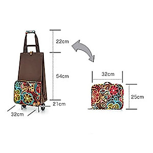 QIAOLI Shopping Cart Folding Shopping Bag Shopping Cart On Wheels Shopping Utility Trolly Cart Tug Bag for Grocery Laundry Book Luggage Utility Carts (Color : 1)
