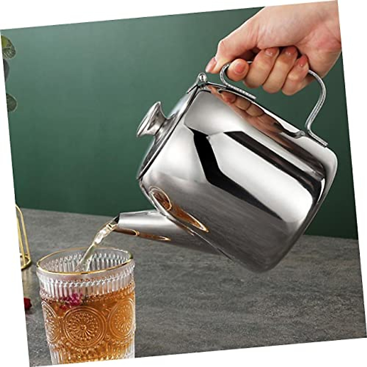 NOLITOY 1pc ounce teapot coffee pot for camping metal stock tank stainless steel water jug vinegar serving bottle bacon grease container stovetop kettles Heating Teakettle Strainer Kettle