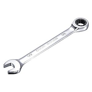 uxcell 1/2 Inch Ratcheting Combination Wrench SAE 72 Teeth 12 Point Ratchet Box Ended Spanner Tools, Cr-V