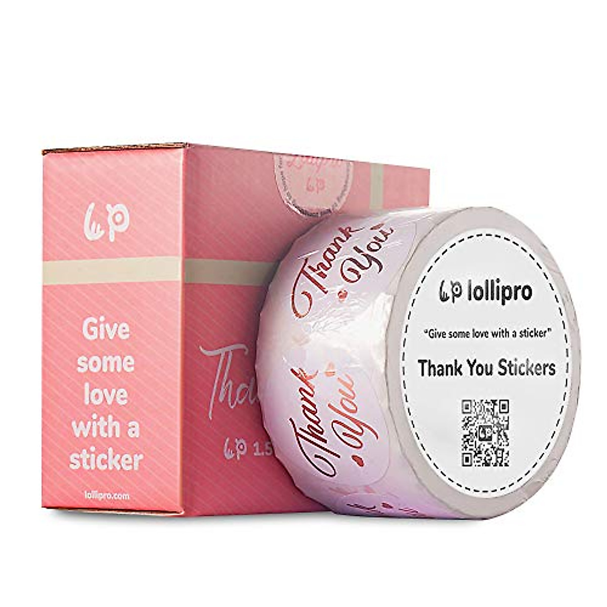 lollipro Thank You Stickers for Business 4 Design Round Roll 1.5 Inch, Gilding Bronze Gold Stickers Water Resistant Packaging Labels, 500 Pcs in Box-Packed