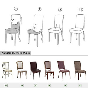 Miaotto Chair Covers for Dining Room Stretch Dining Chair Covers Set of 6 Parsons Chair Slipcover Removable Washable Kitchen Chair Slipcovers for Dining Room Party Banquet,Light Grey Splice