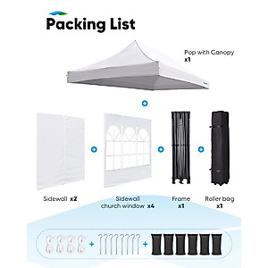 Quictent 10x20 EZ Pop Up Canopy with Sidewall,Heavy Duty Canopy Tent Party Tent for Wedding Outdoor Event,6 Sandbag Included (White)