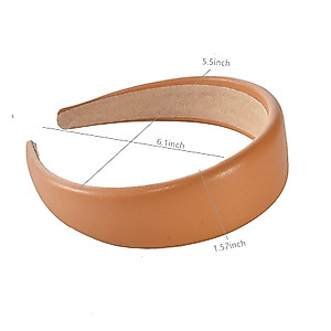 3 Pack Leather Headband for Women Wide PU Padded Headband Fashion Comfy Headbands Hairband for Women and Girls (No1(Black+Brown+Beige))