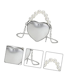 TENDYCOCO 3pcs Body Clutch Shaped Pearl Gift Wrist Strap Evening Silver Gifts Crossbody Cross With Valentines for Chic Purse Fashion Tote Bag Heart Chain Heart-shaped Small Women Handle