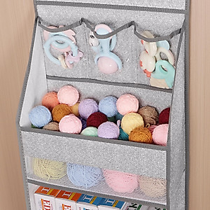 Univivi 6 - Layer Fabric Over the Door Organizer Gray Foldable Nursery Closet Storage, Large Hanging Door Organizer for Cosmetics, Toys and Sundries…
