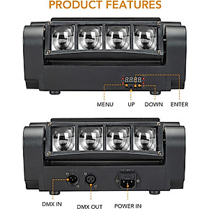 Spider Moving Head DJ Lights, Disco Party Stage Lights Indoor, Litake 8x10W RGBW Sound Activated DMX-512 Control Strobe Beam Lighting for Christmas Party Pub Festival Wedding Event Show, 2 Packs