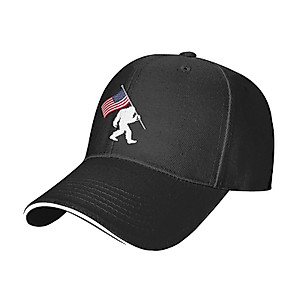 DARLEKS Dad Hat American USA Flags Sasquatch Bigfoot Baseball Cap for Men Women Snapback Hat Aldult Curved Brim Casquette Truck Hat Adjustable, One Size