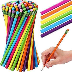 TecUnite 120 Pcs HB Pencils Unsharpened Pencils with Eraser Wooden Hexagonal Pencils for Kids Adults Gifts Graphite Pencils for Exams School Office Sketching (Rainbow Colors,Simple)