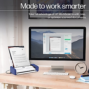 HP Compact Desktop Duplex USB Mobile Document & Photo Scanner with Auto-Feed Tray for Portable 2-Sided Digital Scanning, Model HPPS200, for Home & Office, PC and MAC, HP WorkScan Software Included