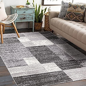 Rugshop Oslo Modern Geometric Boxes Area Rug 7'10" x 10' Gray