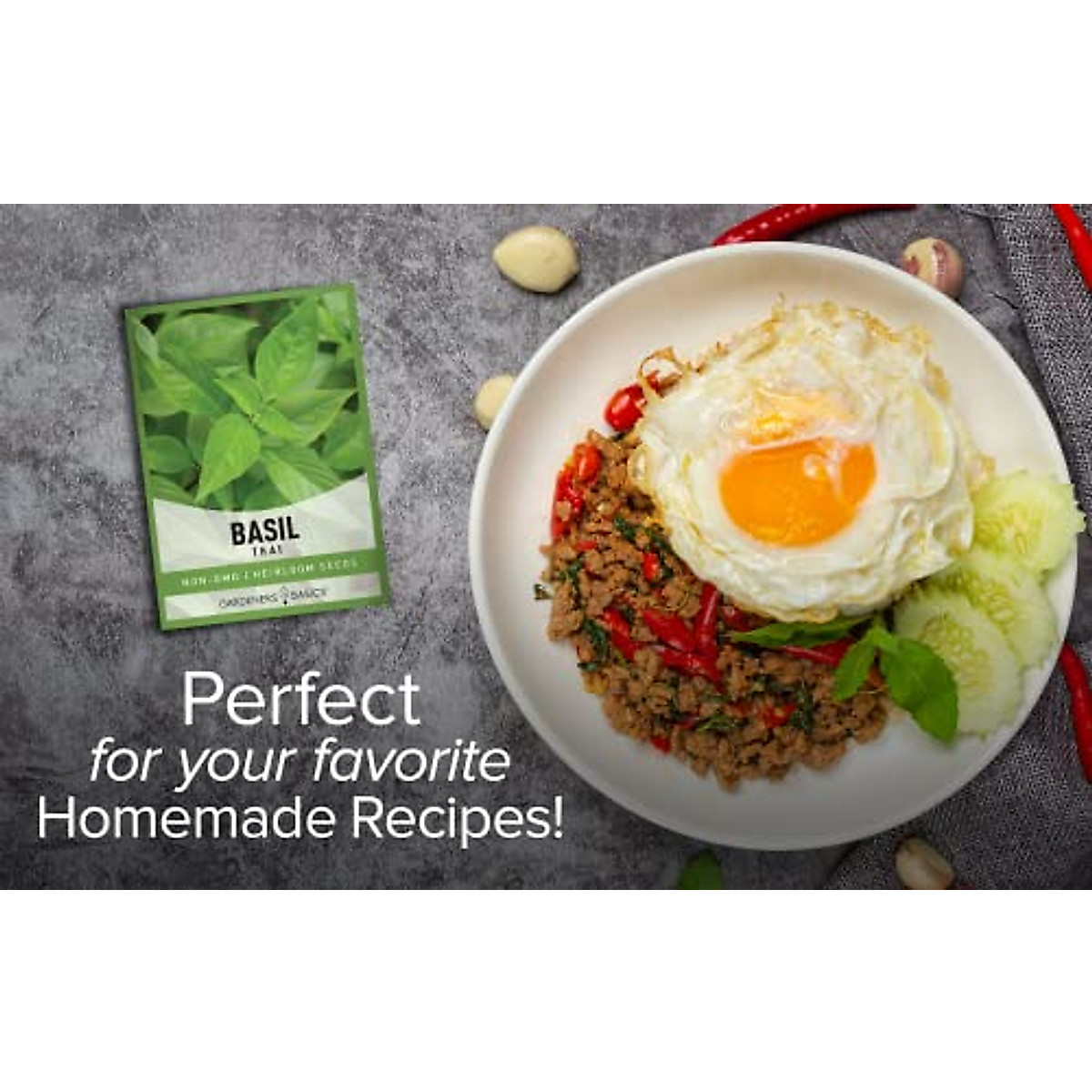 Thai Basil Seeds for Planting Herbs - Heirloom Non-GMO Herb Plant Seeds for Home Herb Garden Indoors, Outdoors, and Hydroponics by Gardeners Basics