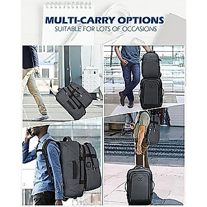 Hynes Eagle 2 in 1 Travel Backpack 22 inches Carry on Luggage 63L Rolling Backpack for Men Women with Packing Cubes 3PCS Set