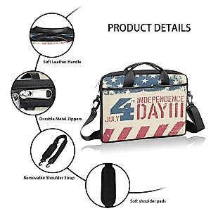 Vintage Usa Flag Laptop Computer Bag Waterproof Shoulder Messenger Bag 13-15 inch Durable Laptop Tote Bag with Shoulder Strap Handle Lightweight Crossbody Briefcase