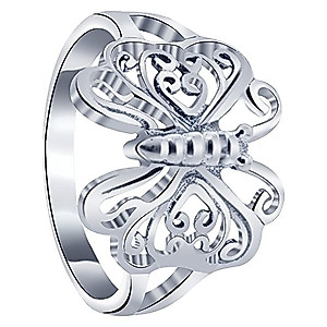 Gem Avenue 925 Sterling Silver Butterfly Ring with a Polished Finish, Perfect for Women who Wear Size 7