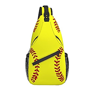 YOPIGOT Softball Print Sling Bag Chest Bag Softball Crossbody Bags For Mens Womens