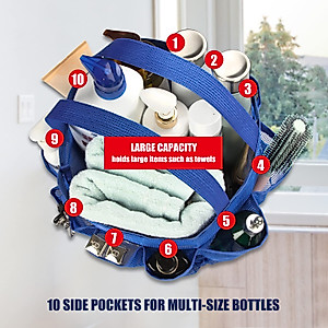 Jovilife Mesh Shower Caddy Quick Dry Hanging Shower Tote 10 Pouch Portable Bathroom Caddy Organizer with Key Hook 8.7INCH Width Large Mesh Shower Tote Portable for Dorm Camp Beach Pool