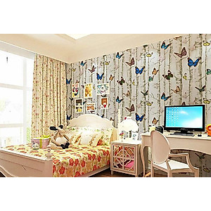 Redodeco Pretty Butterfly Rural Style Adhesive Paper Shelf Liner Peel Stick Dresser Drawer Sticker Home Deco 17.7inch by 96inch