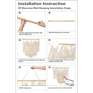 Mkono Macrame Wall Hanging Boho Home Decor Chic Woven Decoration for Bedroom Living Room Apartment Dorm Gallery Perfect Handmade Christmas Gift Ideas, 1 Pack, Large Size, 36"x35"