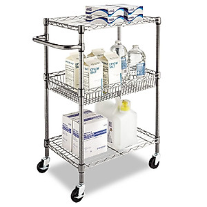 Alera 3-Tier Wire Rolling Cart, 3-Tier Wire Rolling Cart,28w x 16d x 39h, Black Anthracite