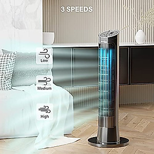 Vipjq 32" Black Tower Oscillating Room Fans With Remote, Quiet Tower Fan Air Supply Outdoor Sleeping Low Noise Oscillating 120 °Tower Fan for Bedroom Office Room