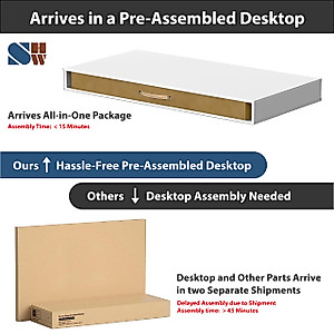 SHW Claire 40-Inch Height Adjustable Electric Standing Desk with Drawer, White