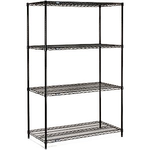 Nexel Adjustable Wire Shelving Unit, 4 Tier, NSF Listed Commercial Storage Rack, 18" x 42" x 63", Black Epoxy