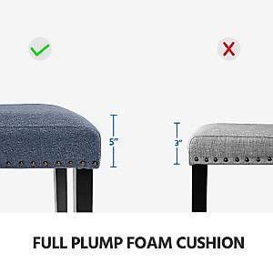 Yaheetech 6pcs Dining Chairs Fabric Upholstered Chair Kitchen Parson Chair with Nailhead Trim and Solid Wood Legs for Home Kitchen and Restaurant, Blue