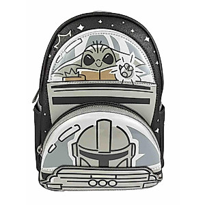 Loungefly Disney Parks 2024 Mandalorian Grogu Mini Backpack Baby Yoda, Gray Green, 400967076122