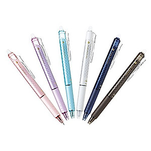 Pilot Frixion Knock Ball Retractable Erasable Gel Ink Pen, Design Series Chequered Pattern, Black Ink,0.5mm, 6 Designs Set