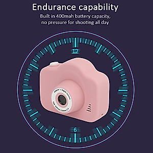 Weojeviy Cartoon Child Camera Kids Gift High Pixel One Key Video 1920 x 1080P High Definition Video Recording Kids Mini Camera Support MP3 Music Playback, Gift for Children Aged 3-12(Pink)