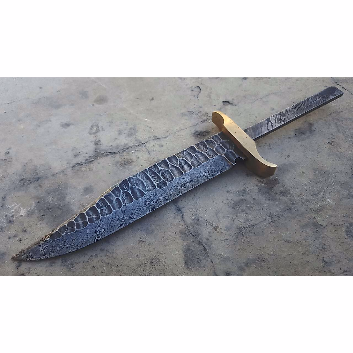 Unique Blades DAMASCUS STEEL FULL TANG/FLINT KNAPPED FINISH/BLANK BLADE FOR KNIFE MAKING