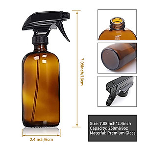 Nisorpa 16oz Amber Glass Spray Bottles 6 Pack Refillable Essential Oils Container with Mist and Stream Settings for Aromatherapy Cleaning Products