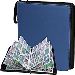 POKONBOY 720 Pockets Trading Card Binder Sleeves Baseball Card Binder Sleeves, Trading Card Holder Carrying Card Case Fit for Baseball Cards, Trading Cards, Football Cards (Blue)