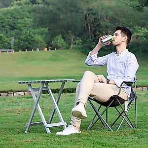 SUNNYFEEL Folding Camping Table - Lightweight Aluminum Portable Picnic Table, 18.5x18.5x24.5 Inch for Cooking, Beach, Hiking, Travel, Fishing, BBQ, Indoor Outdoor Small Foldable Camp Tables