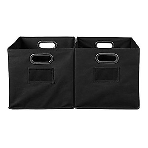 Set of 2 Cubo Foldable Fabric Bins- Black