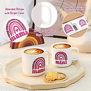 Nefelibata Mama Mini Mug Set of 2 Pink Leopard Boho Rainbow Mommy and Me Mother's Day Gifts Hot Cold Ceramic Cups Coffee Tumbler for Mother Daughter Mama and Me Matching Gift for Women