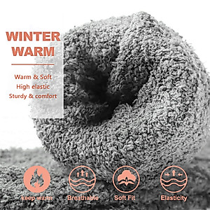 NOVAYARD Fuzzy Grip Socks Non slip Hospital Socks Warm Plush Cozy Slipper Socks for Men Women 4 Pairs 2Black+1Grey