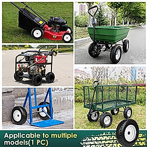 12" Solid Flat Free Tires and Wheels 1 Pac, 3.50-6 Rubber Tire Replacement Axle Bore Hole, Air less Wheel for Hand Truck/Trolley/Garden Cart/Lawn Mower/Wheelbarrow, 1Pack, Black