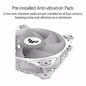 ASUS TUF Gaming TF120 ARGB White Edition Chassis Fan 3-Pin Customizable LEDs Blade, Advanced Fluid Dynamic Bearing