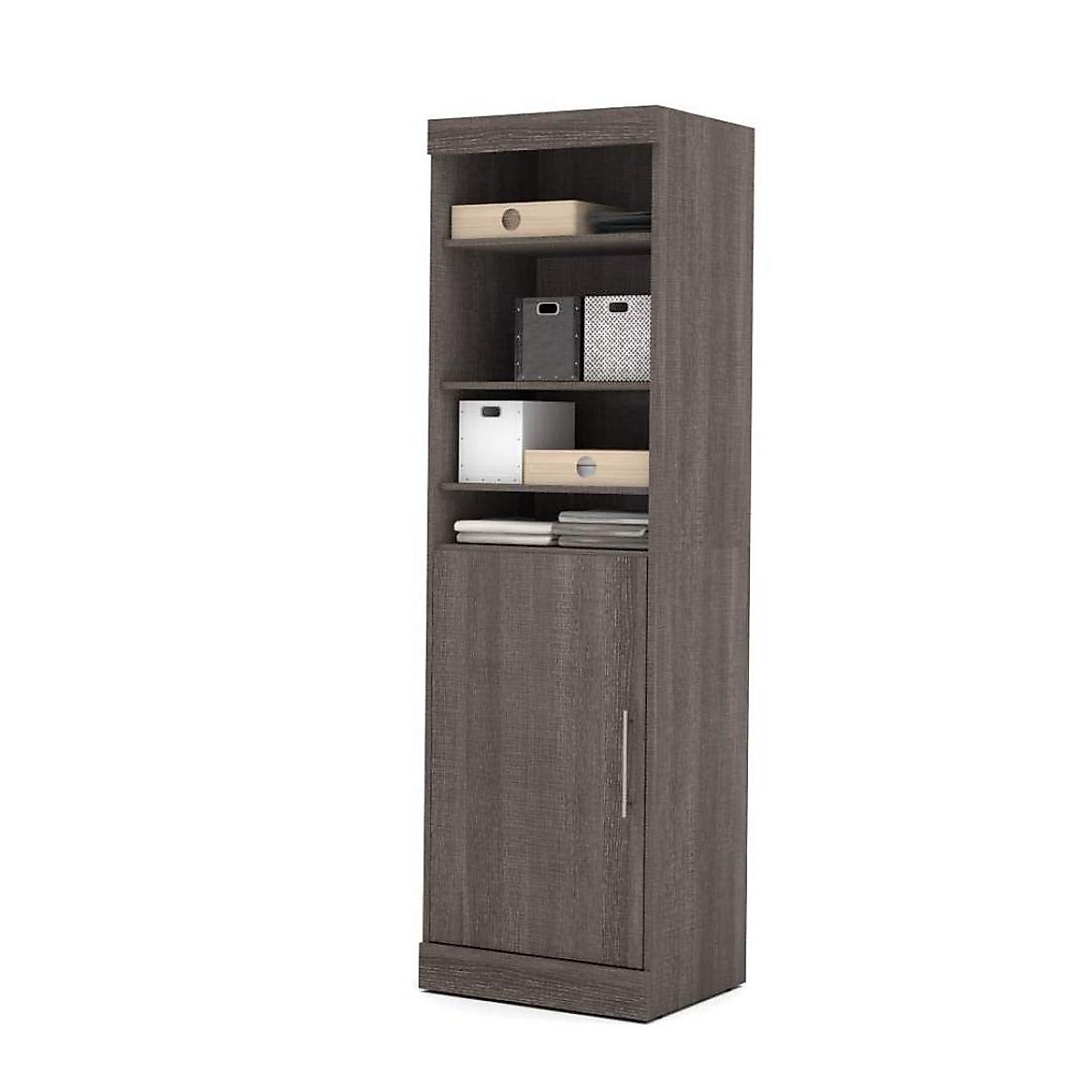 Bestar Nebula Shelving Unit with Door, 25W, Bark Grey