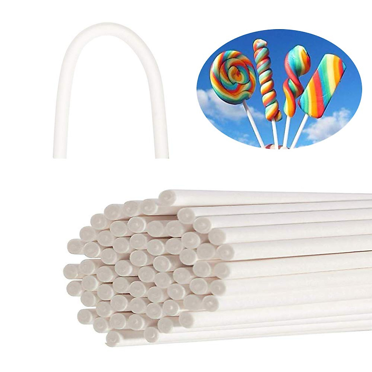 Anyumocz 400PCS 4-Inch White Lollipop Paper Sticks Cake Pops Stick for Candy,Chocolate,Cookie,Dessert