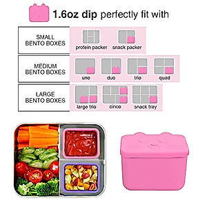 Morlike Dips Containers To Go, Silicone Salad Dressing Container, 1.6 oz Small Condiment Container with Leakproof Lid - Food Safe Storage for School Lunch Box Picnic Travel (Pink, Purple)