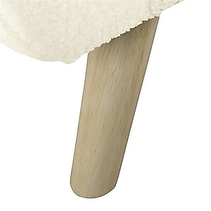 HomePop Modern Storage Bench with Wood Legs Home Décor|Bench with Storage for Living Room & Bedroom - Sherpa Cream