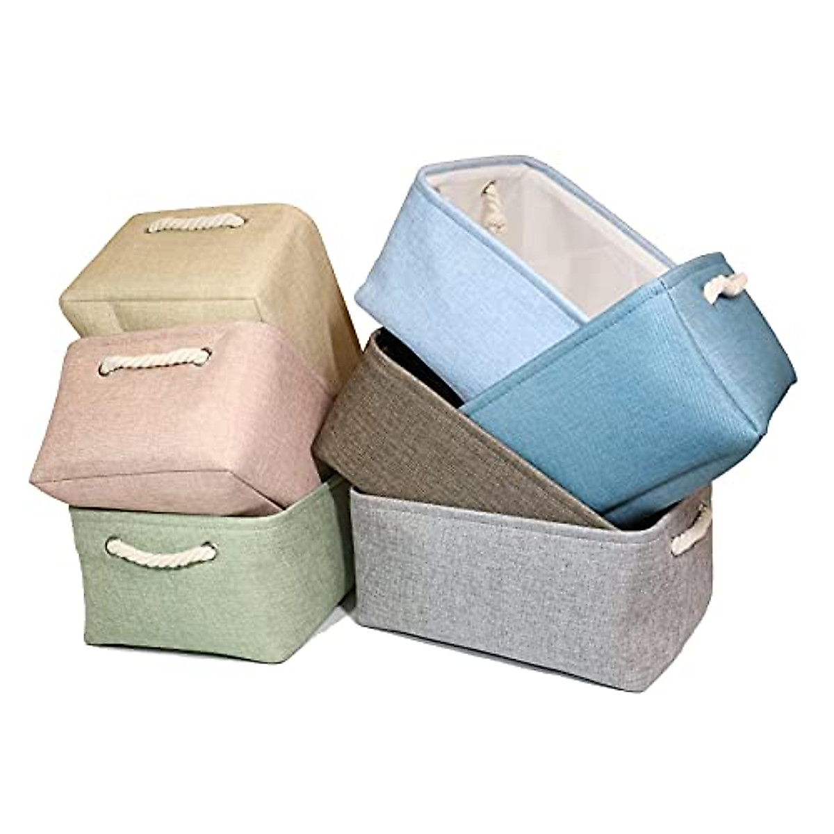 ROLLSNEA HARMOSO Fabric Storage Basket Cloth Storage Bins Baskets for Organizing Rectangular Storage Basket with Cotton Rope Handles for Shelves Closet Nursery Toy