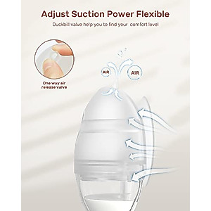 Grownsy Manual Breast Pump, Silicone Milk Collector Shells for Breastmilk, Wearable Breast Milk Catcher for Breastfeeding, Kick-Proof with Sealed Flange, Breastfeeding Essentials for Nursing Newborns